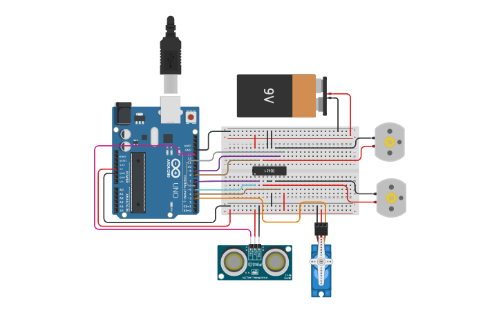 Circuit Design Arduino Car 2wd Tinkercad