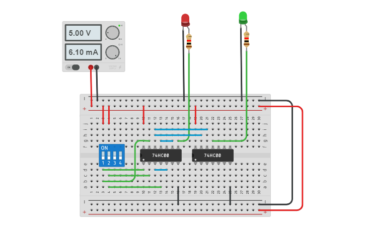 Circuit design Half Adder using NAND Gates - Tinkercad