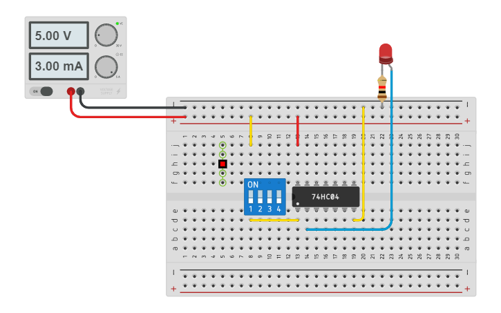 Circuit design 74HC04 - Tinkercad