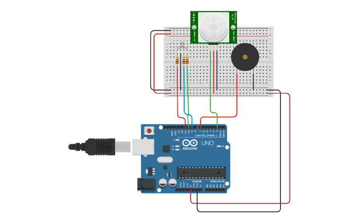 Circuit design PIR Motion Sensor [C++] - Tinkercad