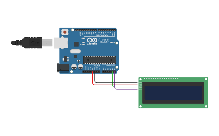 Circuit design LCD I2C - Tinkercad