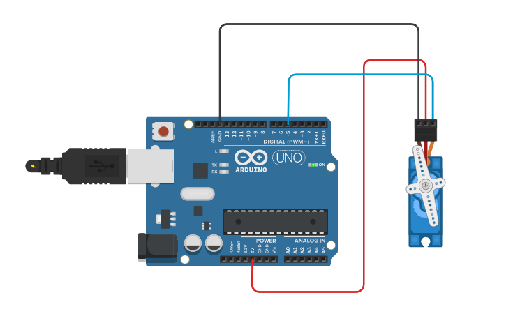 Circuit Design Servo Motar Tinkercad