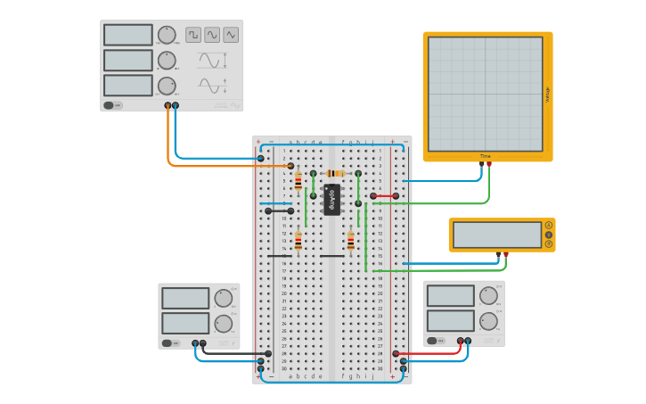 Circuit design Inverting Amplifier - Tinkercad