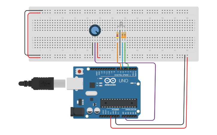 Circuit design Serial Port Reception - RGB - Tinkercad