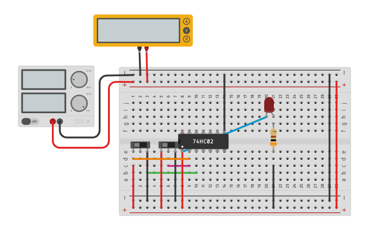 Circuit design Porta NOR | Tinkercad