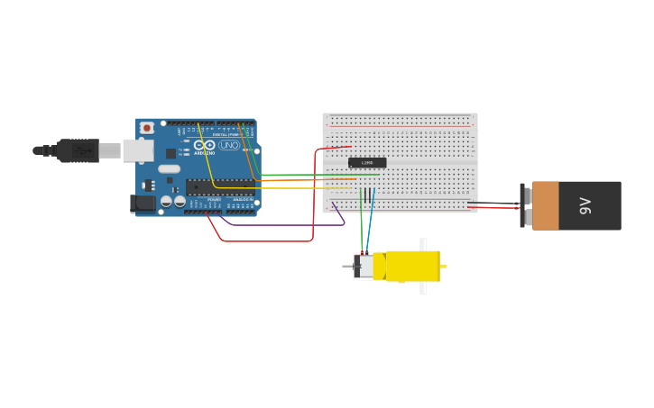 Circuit design L293D - Tinkercad