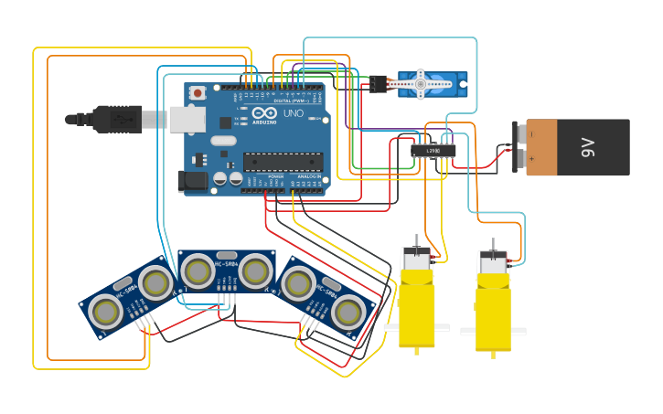 Circuit design Micromouse Robot - Tinkercad