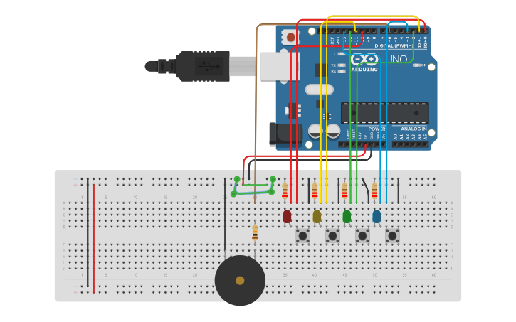 Circuit design Aula 7 - genius | Tinkercad