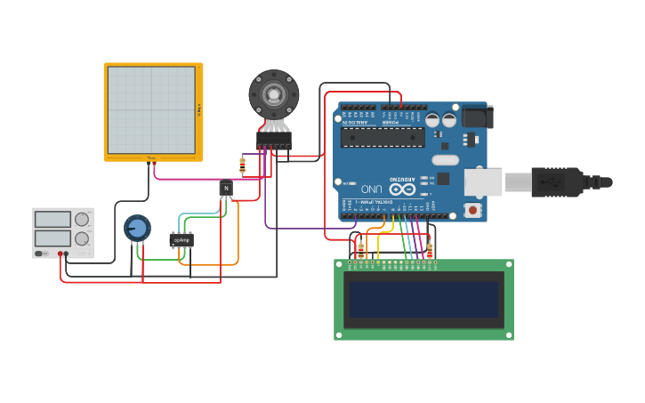 Circuit design Speed measurement with encoder - Tinkercad