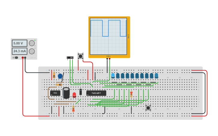 Circuit design Form- 74HC4017 | Tinkercad