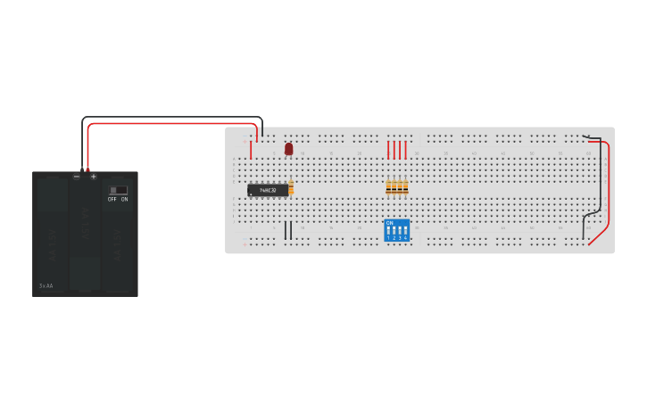 Circuit design G1 (LED) e interruptores (M1M2M3M4) abajo (no resuelto ...