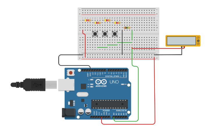 Circuit Design Collegare Pulsanti Ai Pin Analogici Di Arduino 18 Tinkercad 