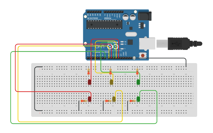 Circuit design ARDUINO_SEMAFORO_INCROCIO - Tinkercad