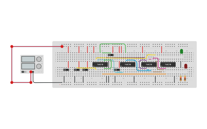 Circuit design asynchronous jk flip flop | Tinkercad