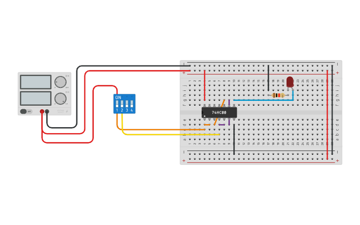Circuit design OR gate using NAND gate 7400 - Tinkercad