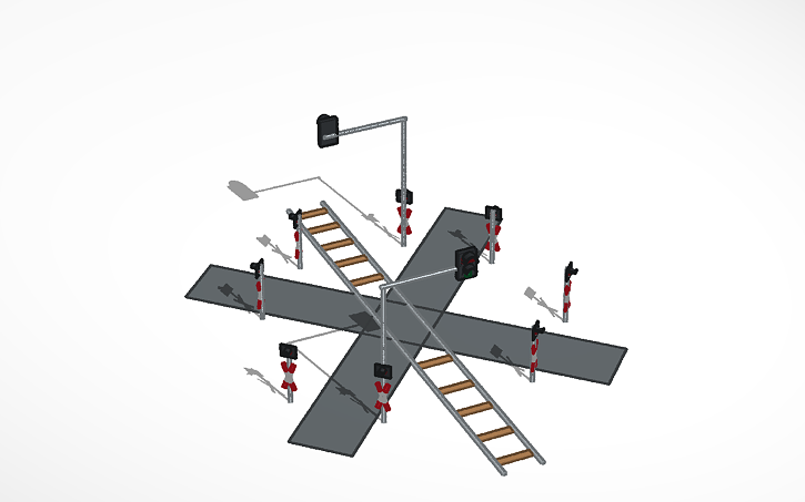 3D design 4-Way Railroad Crossing (Older Germany w/ Bar Railroad ...