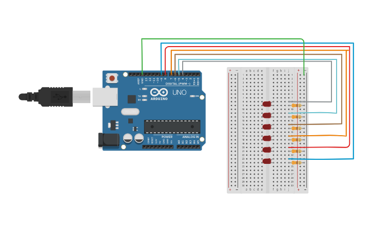 Circuit Design 8 Multiple Leds Tinkercad