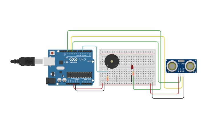 Circuit Design Ultrasonic Distance Sensor Tinkercad