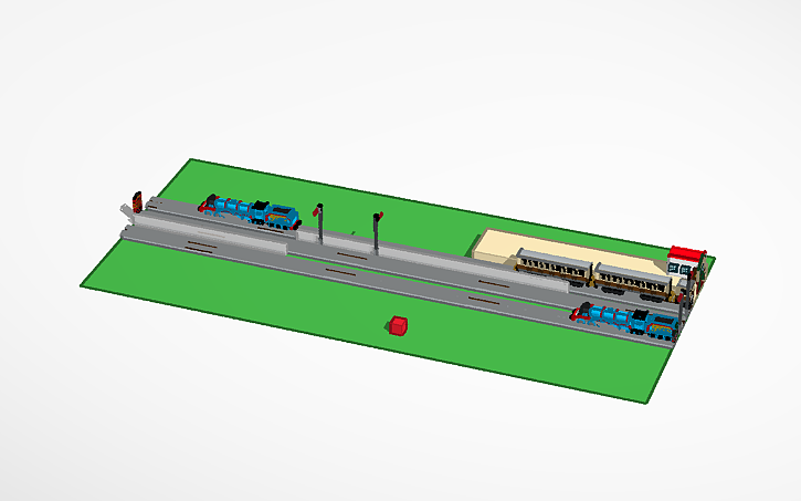 3D design moving trains at a station - Tinkercad