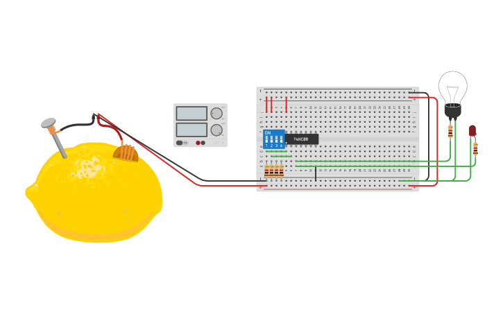 Circuit design compuerta nand 7400 | Tinkercad