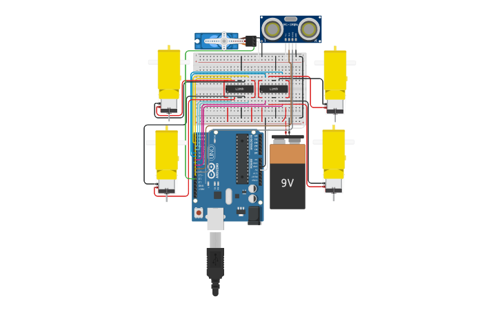 Circuit design Robót Movíl - Tinkercad
