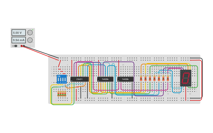 Circuit design display 7segmento anodo comun - Tinkercad