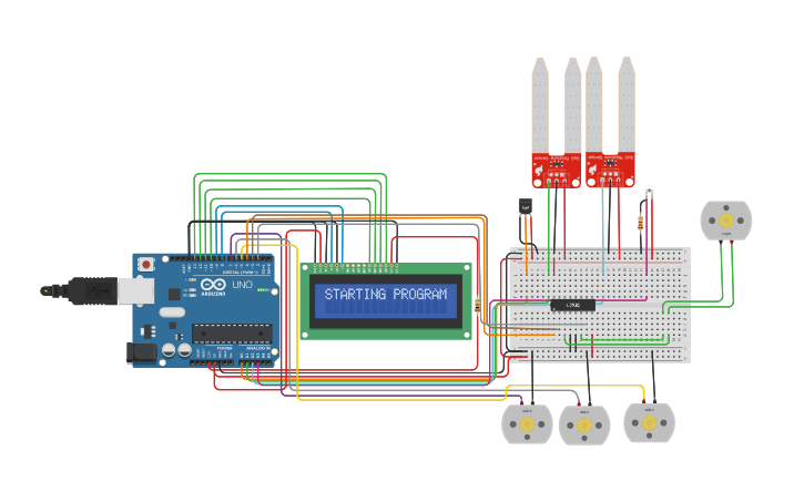 Circuit design Automated Greenhouse System Simulation - Tinkercad