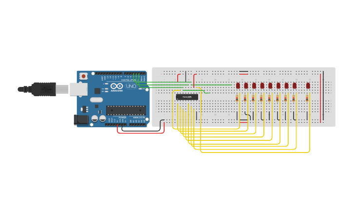 Circuit design shift register | Tinkercad