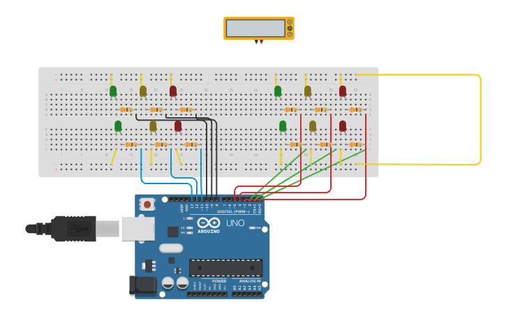 Circuit design traffic light | Tinkercad