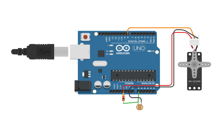 Circuit design Light-servo - Tinkercad