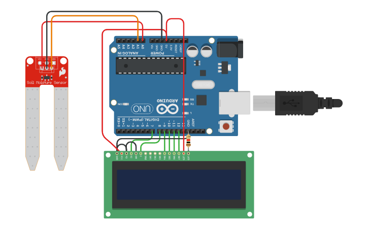 Circuit Design Moisture Sensor Arduino Tinkercad With Lcd Tinkercad