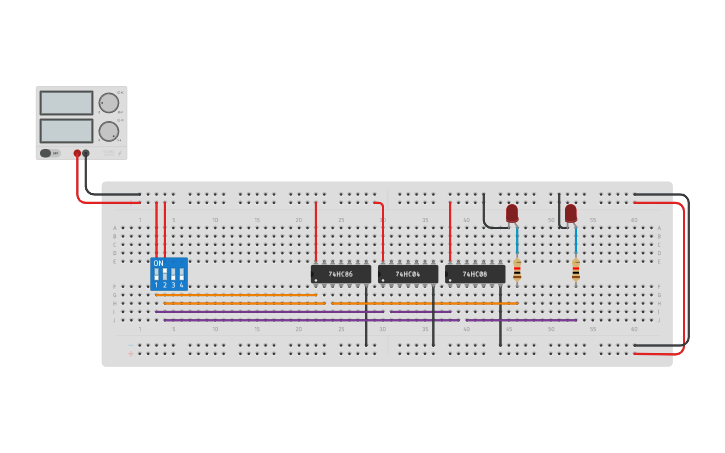 Circuit design Half Subtractor - Tinkercad