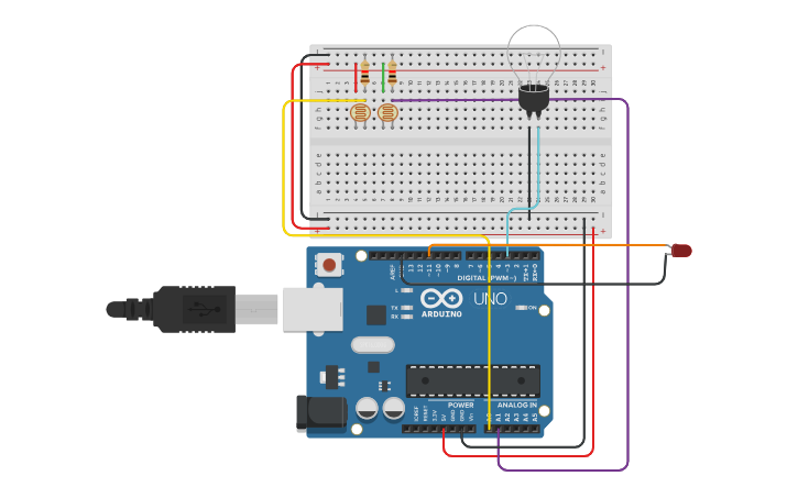 Circuit design LDR - Tinkercad