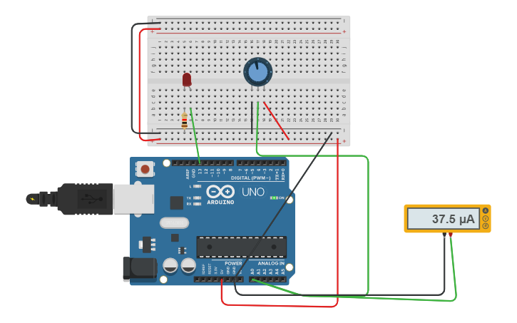 Circuit design Potentiometer | Tinkercad
