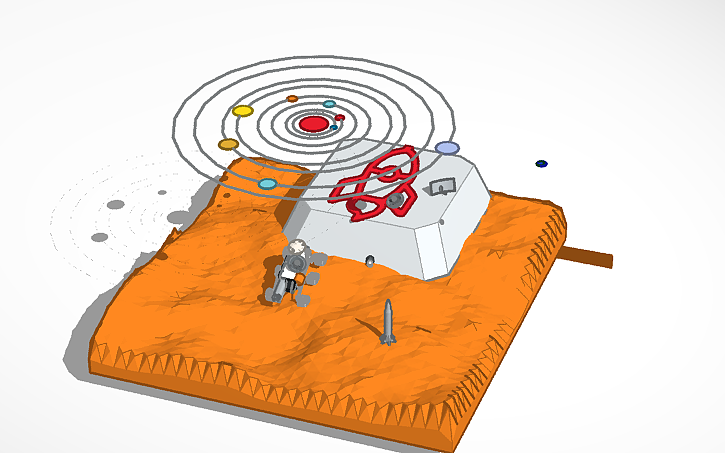 3D design Mars base with Mars Rover. - Tinkercad