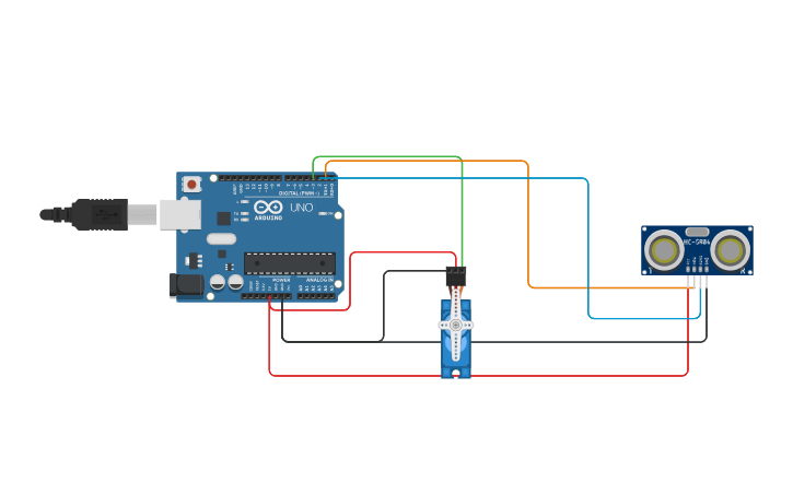 Circuit design Smart Dust Bin - Tinkercad