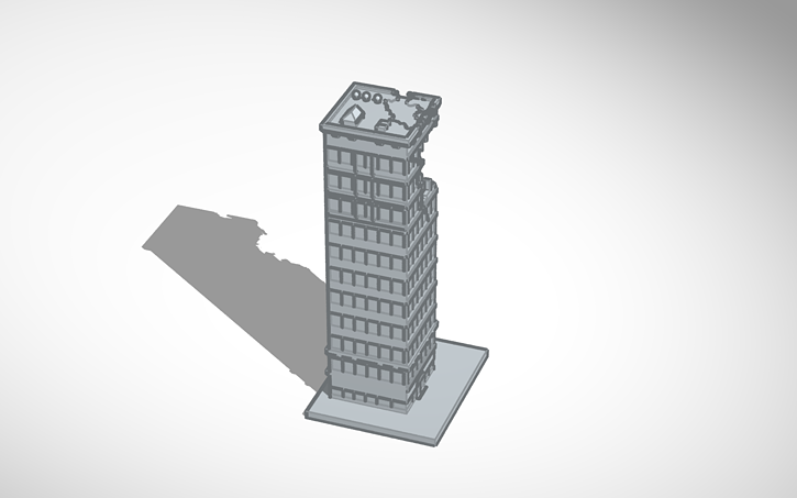 3D design Kaiju/Mecha Damaged Building (N scale) - Tinkercad
