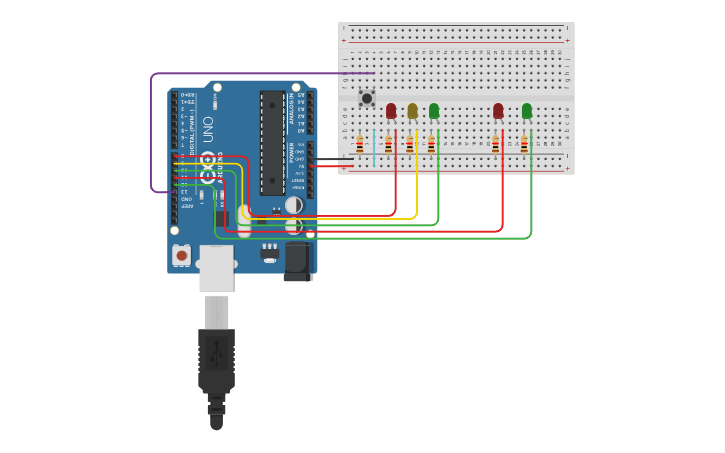 Circuit design Semaforos - Tinkercad