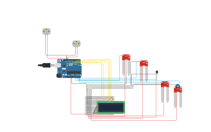 Circuit design SMART IRRIGATION - Tinkercad