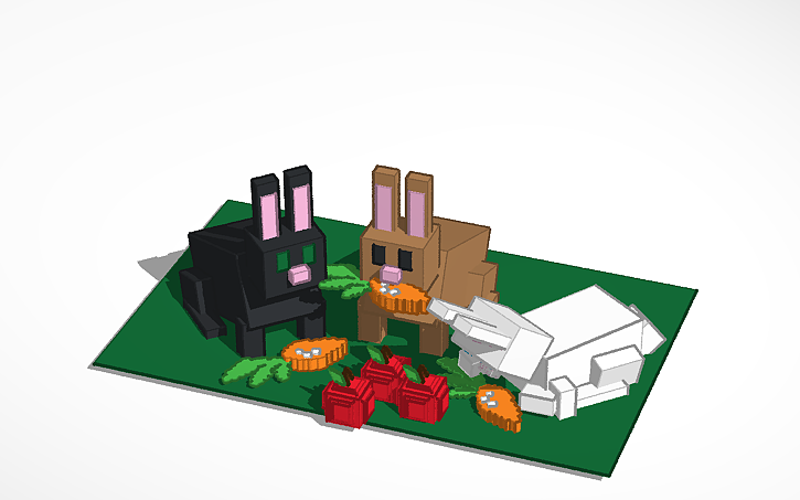 3D design Minecraft rabbits - Tinkercad