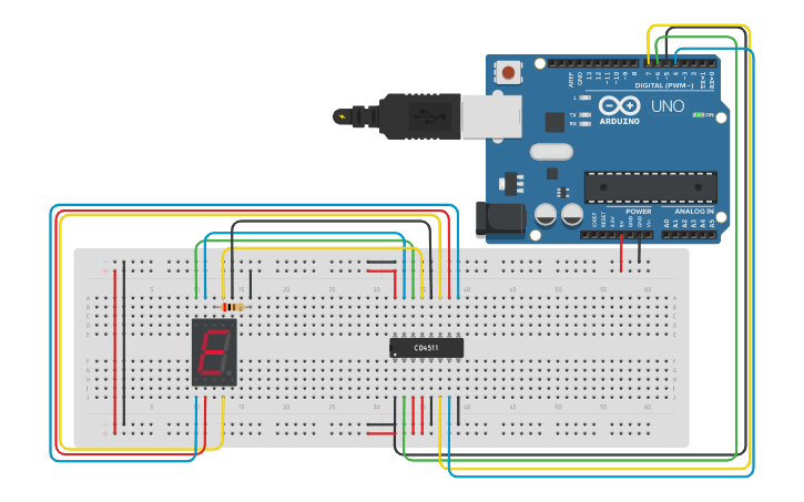 Circuit design 7-seg - Tinkercad