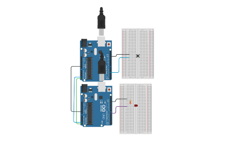 Circuit Design I2c Conexão Entre Dois Arduínos Tinkercad