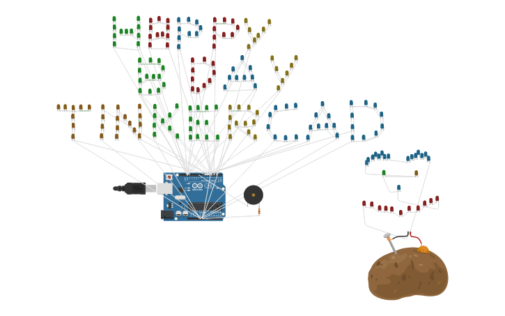 Circuit design Copy of Happy Birthday TINKERCAD!!!!! - Tinkercad