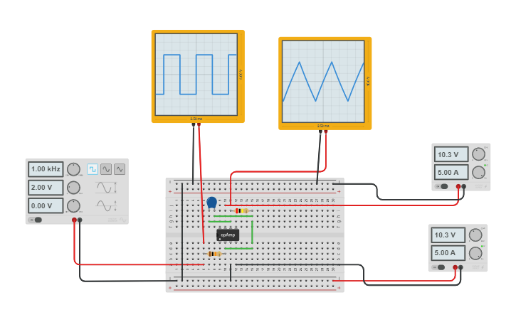 Circuit design integrator circuit - Tinkercad