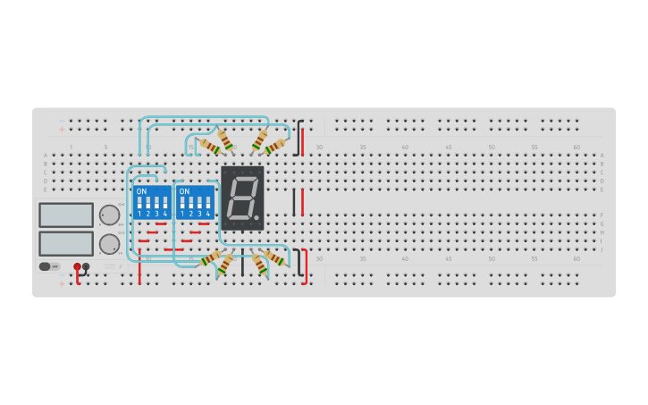 Circuit design Display 7-seg - Tinkercad