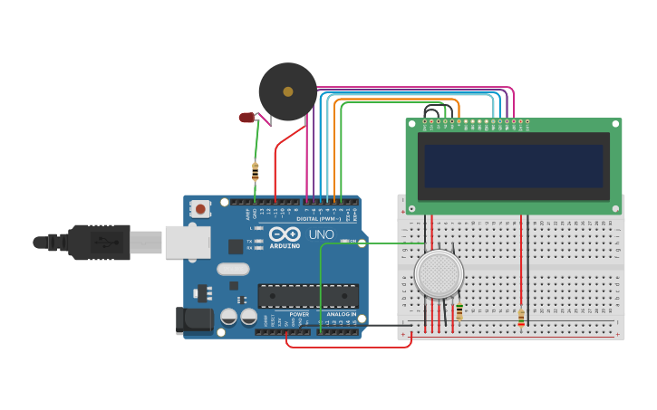 Circuit design Gas sensor - Tinkercad