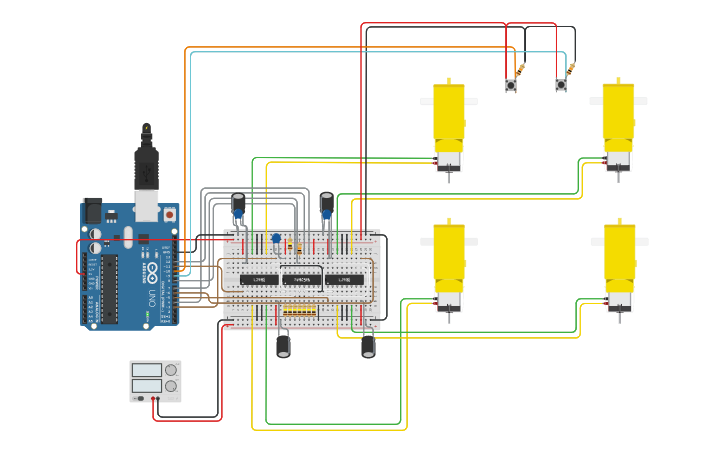 Circuit design Seguidor de Linha com Motor Shield - Tinkercad