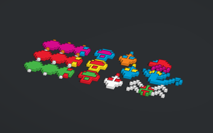 3D design centipede sprites - Tinkercad