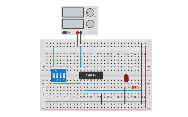 Circuit design hex inverter - Tinkercad