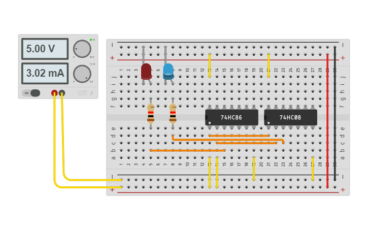 Circuit design Half Adder - Tinkercad